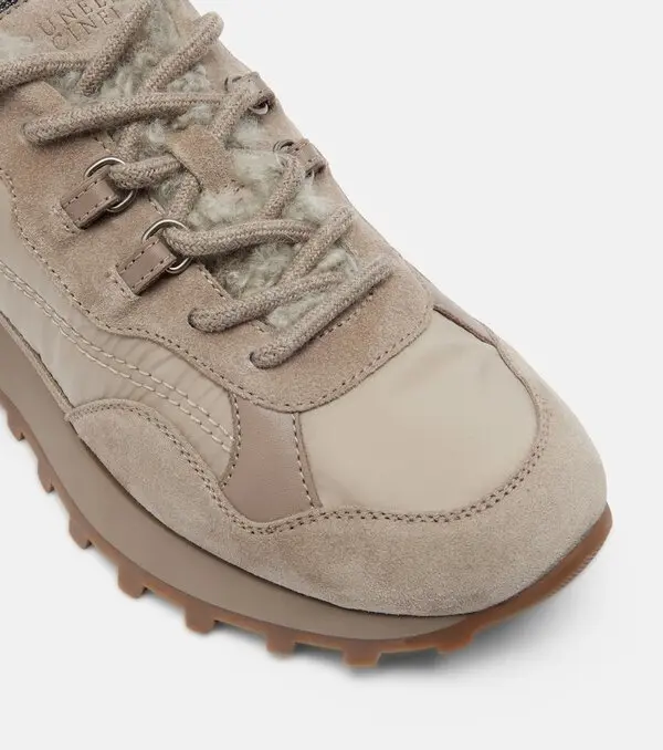 Brunello Cucinelli Shearling-trimmed Sneakers