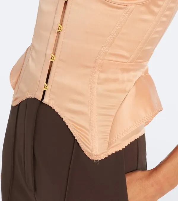 MARIA LUCIA HOHAN Lace-trimmed Silk-blend Corset