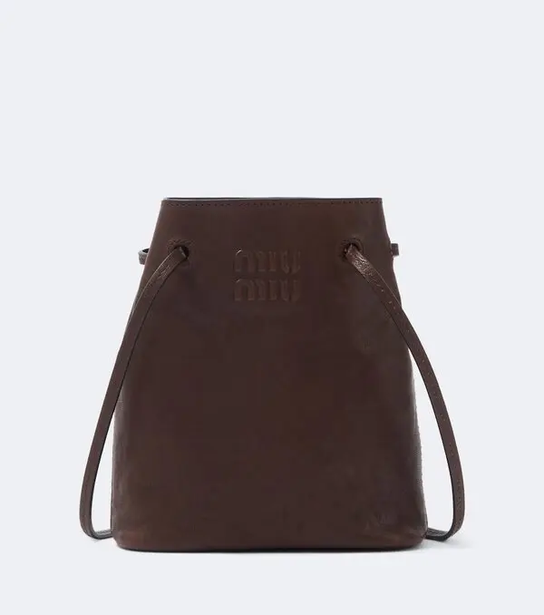 Miu Miu Leather Bucket Bag - Brown