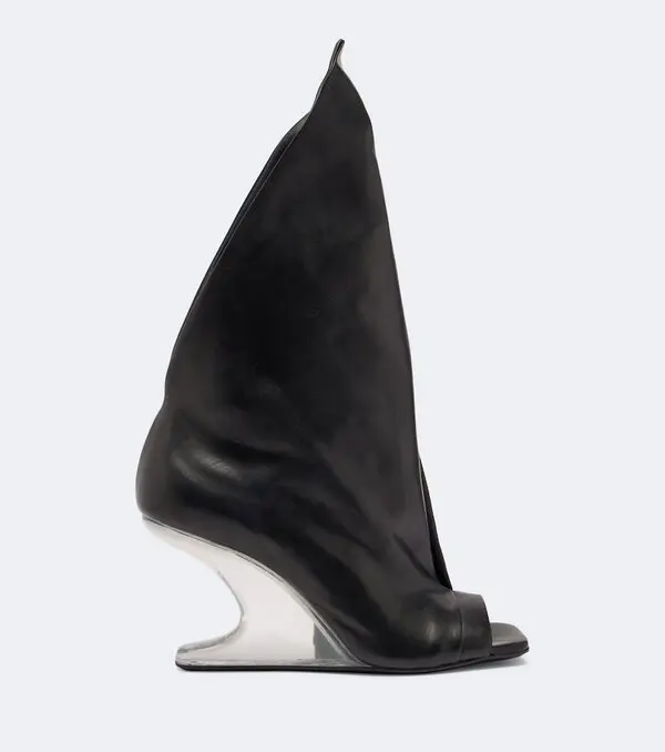 Rick Owens Leather Cantilever Mid-calf Boots