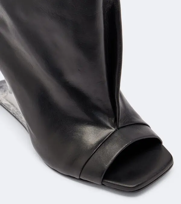 Rick Owens Leather Cantilever Mid-calf Boots