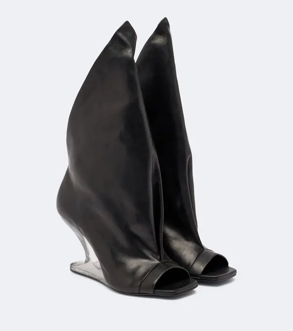 Rick Owens Leather Cantilever Mid-calf Boots - Black