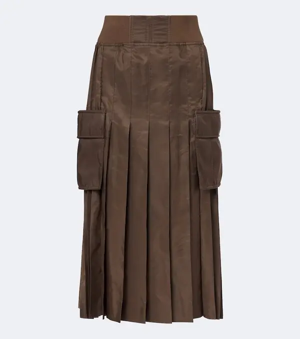 Sacai Pleated Twill Midi Skirt