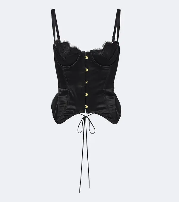 MARIA LUCIA HOHAN Samya Lace-trimmed Satin Bustier - Black