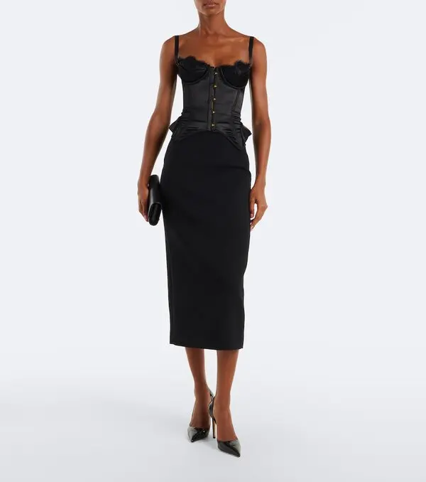 MARIA LUCIA HOHAN Samya Lace-trimmed Satin Bustier