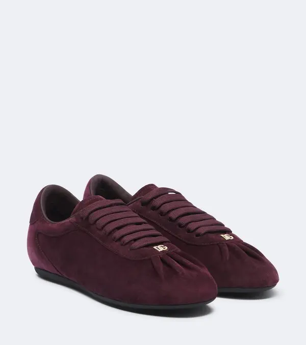 Dolce & Gabbana Dg Suede Lace-up Sneakers - Burgundy