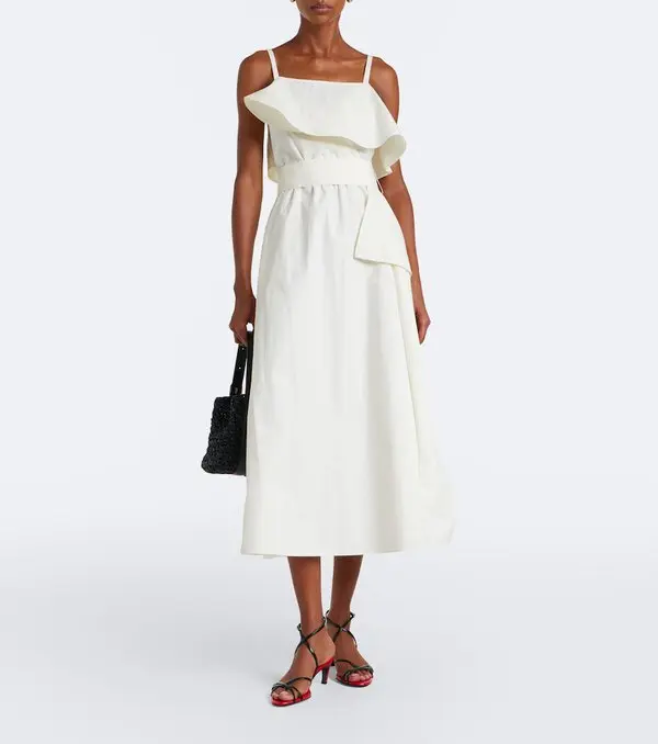 Proenza Schouler Reign Ruffled Cotton-blend Midi Dress - White