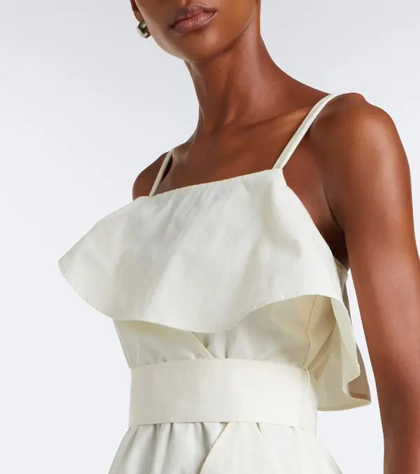 Proenza Schouler Reign Ruffled Cotton-blend Midi Dress - White