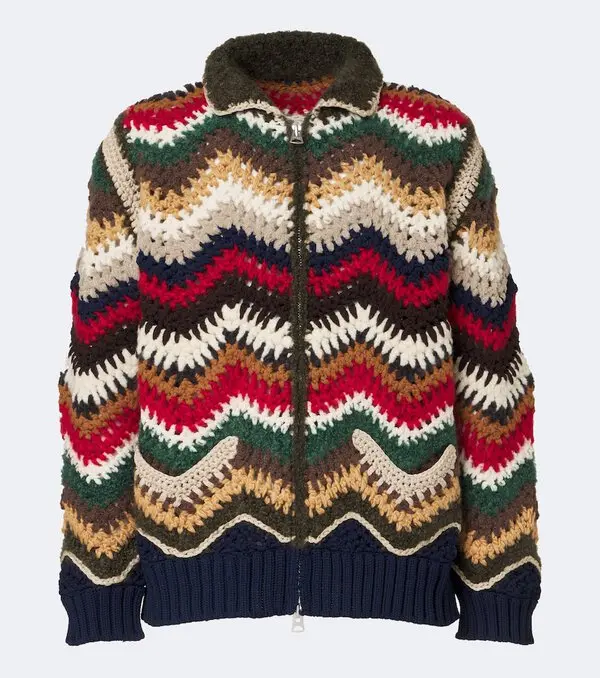 Sacai Chevron Crochet Blouson Jacket - Multicoloured