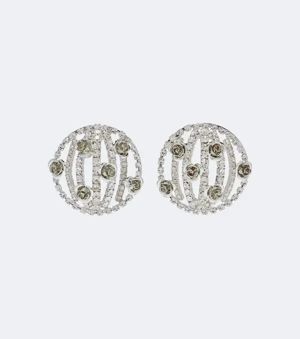 Magda Butrym Floral-appliqué Embellished Earrings - Silver