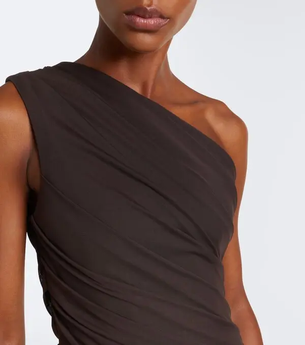 Alex Perry One-shoulder Mesh Gown