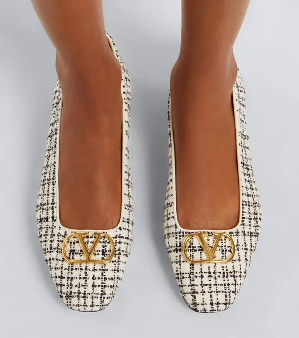 Valentino Garavani Vlogo Bouclé Ballet Flats