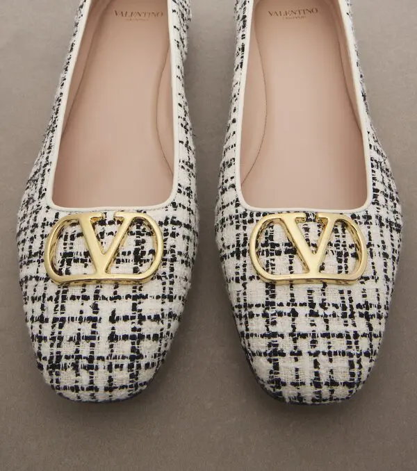 Valentino Garavani Vlogo Bouclé Ballet Flats