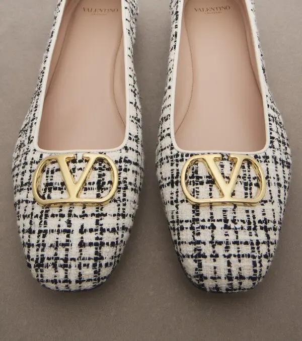 Valentino Garavani Vlogo Bouclé Ballet Flats
