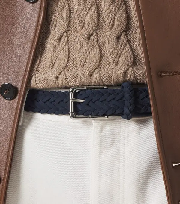 Ralph Lauren Purple Label Braided Suede Belt
