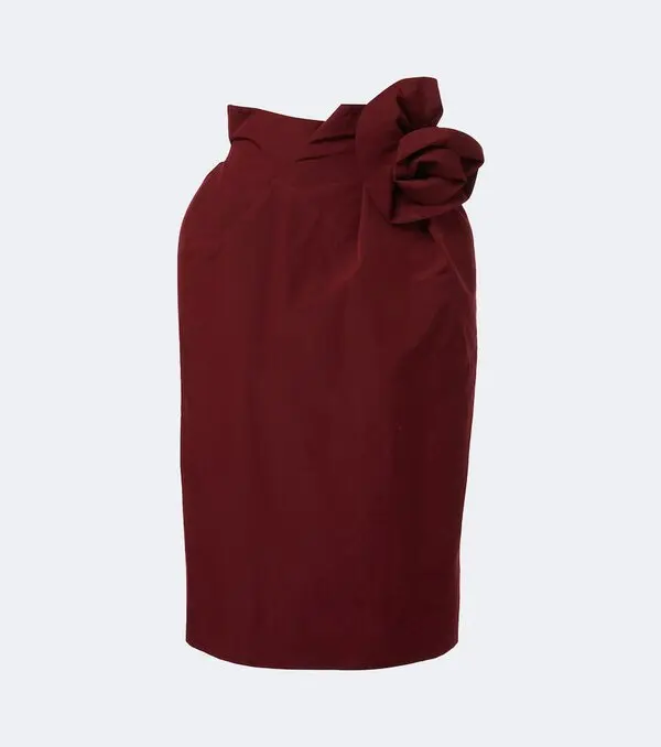 Magda Butrym Floral-appliqué Midi Skirt - Burgundy