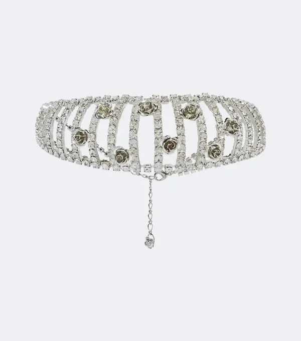 Magda Butrym Embellished Choker With Floral Appliqu - Silver