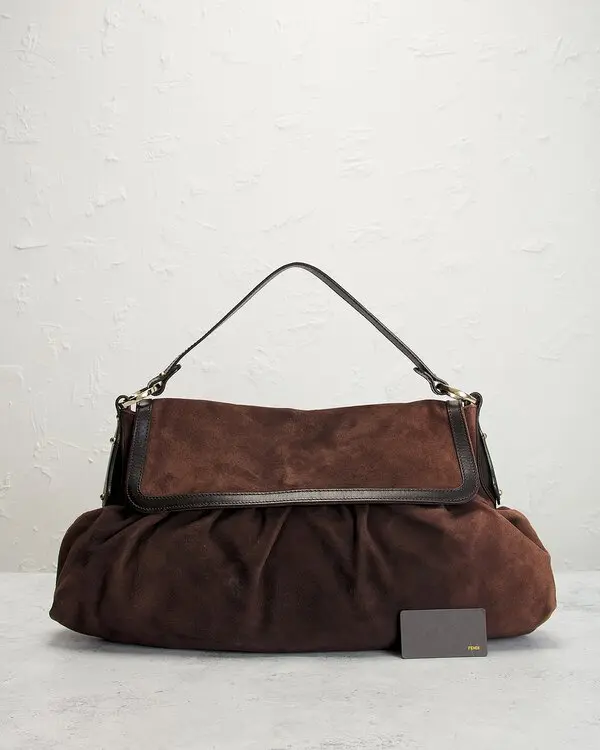 FWRD RENEW Fendi Suede Chef Shoulder Bag