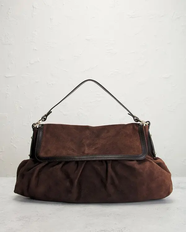 FWRD RENEW Fendi Suede Chef Shoulder Bag