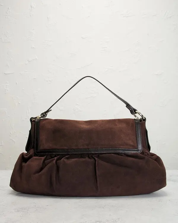 FWRD RENEW Fendi Suede Chef Shoulder Bag