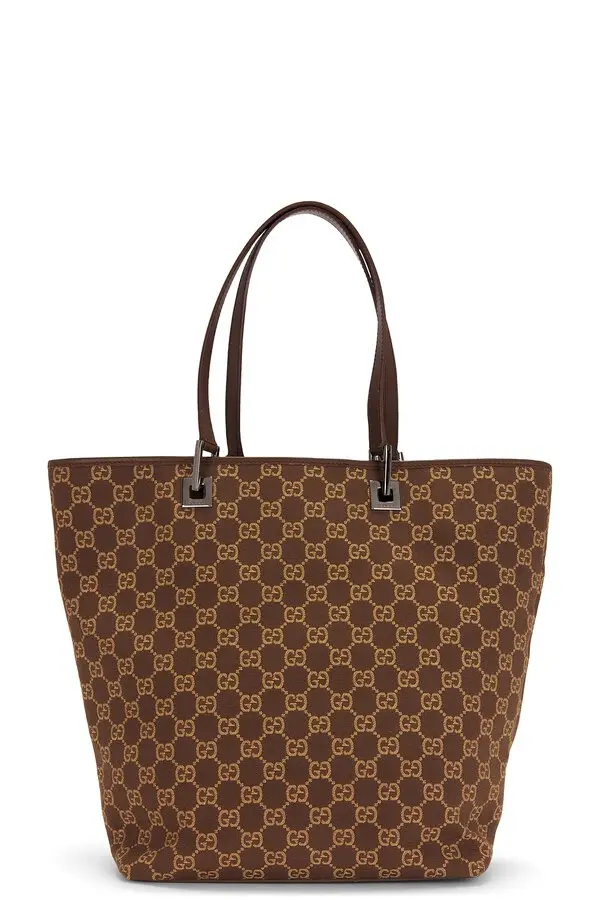 Gucci Vintage Gg Canvas Bucket Tote Bag - Brown