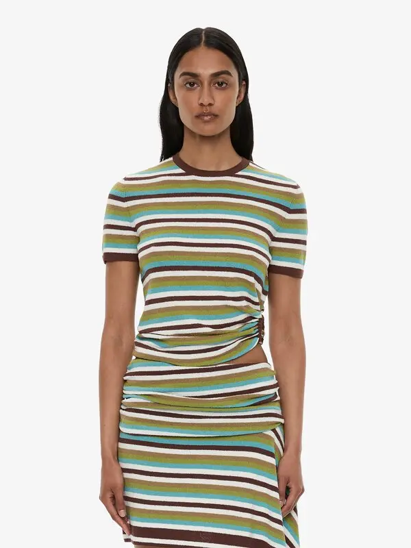 Christopher Esber Stripe Knit Orbit Tee - Vert Stripe