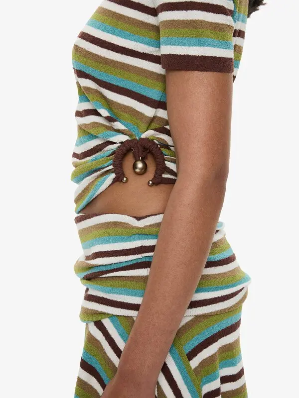 Christopher Esber Stripe Knit Orbit Tee - Vert Stripe