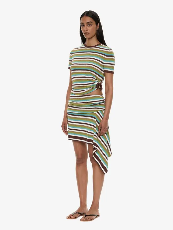 Christopher Esber Stripe Knit Orbit Tee - Vert Stripe