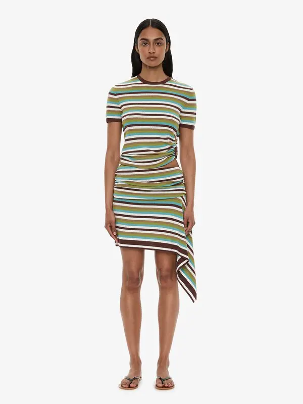Christopher Esber Stripe Knit Orbit Tee - Vert Stripe
