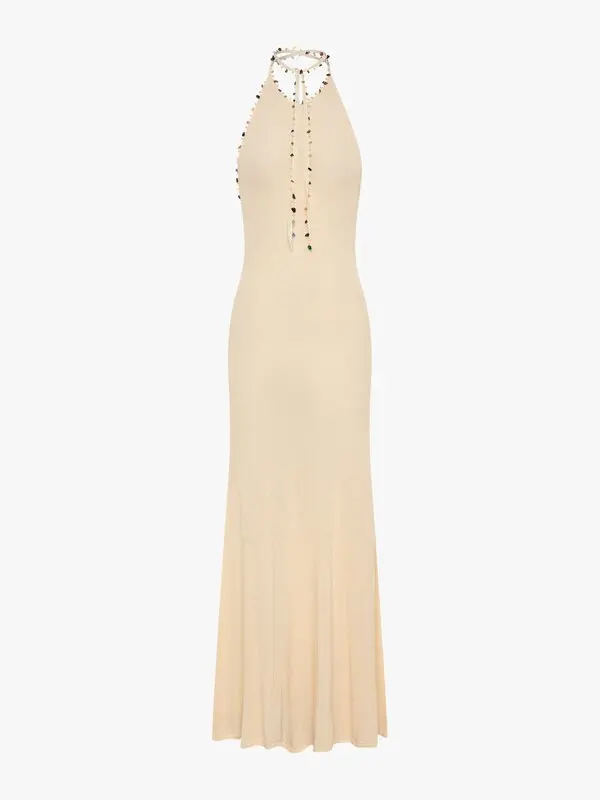 Christopher Esber Beach Quartz Halter Maxi Dress - Bone