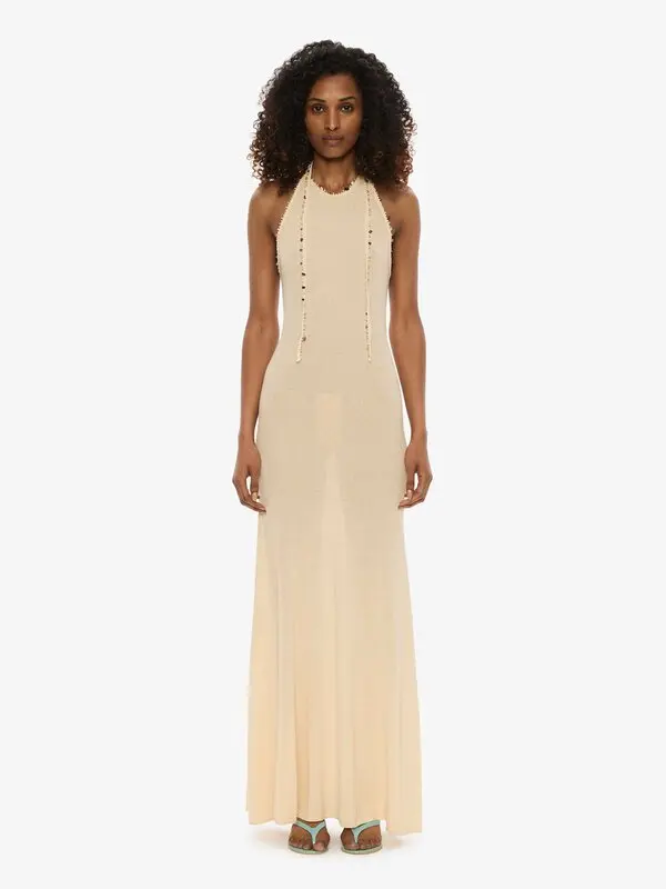 Christopher Esber Beach Quartz Halter Maxi Dress - Bone