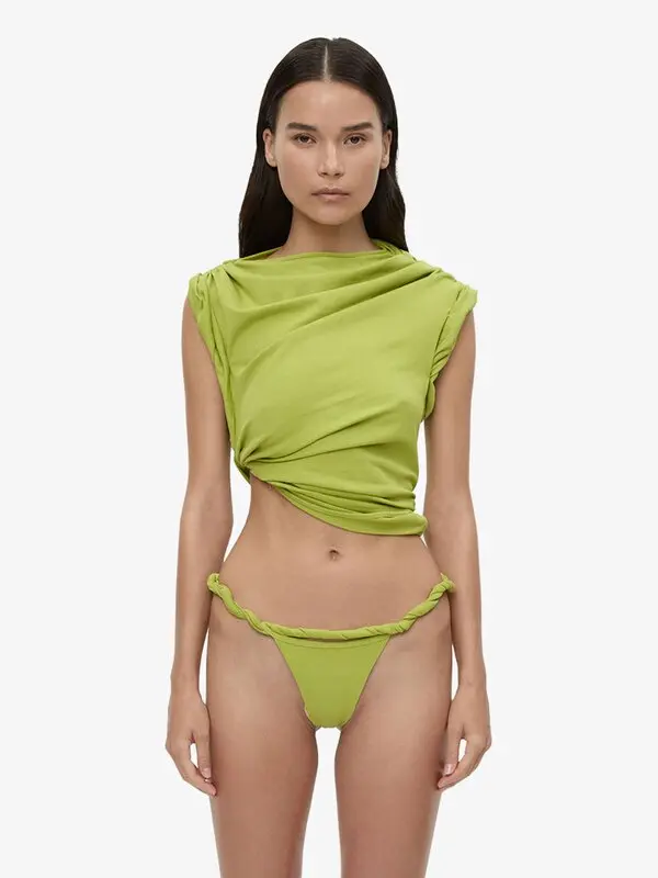 Christopher Esber Asymmetric Draped Tee - Dypsis Green