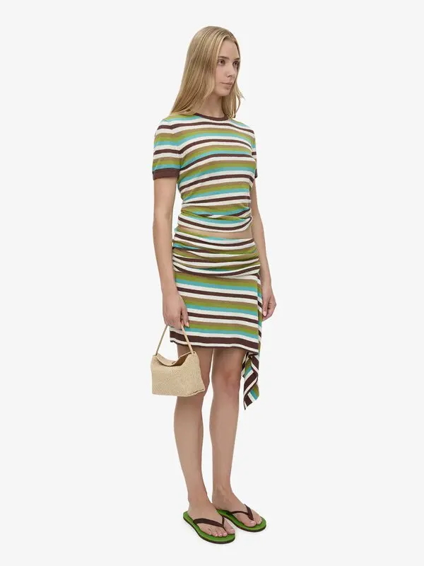 Christopher Esber Stripe Knit Extension Drape Mini Skirt - Vert Stripe