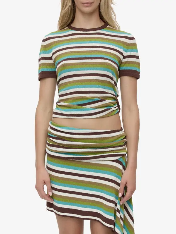 Christopher Esber Stripe Knit Extension Drape Mini Skirt - Vert Stripe