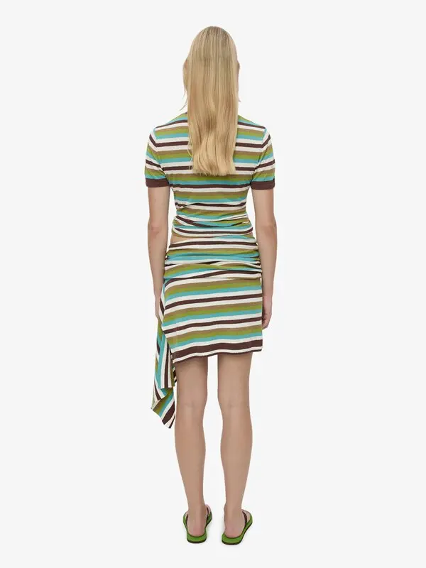 Christopher Esber Stripe Knit Extension Drape Mini Skirt - Vert Stripe