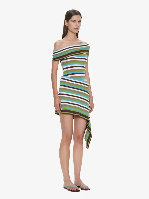Christopher Esber Stripe Knit Extension Drape Mini Dress