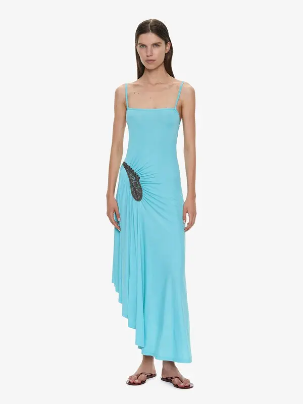 Christopher Esber Paisley Lace Rib Cami Dress - Turquoise Brown