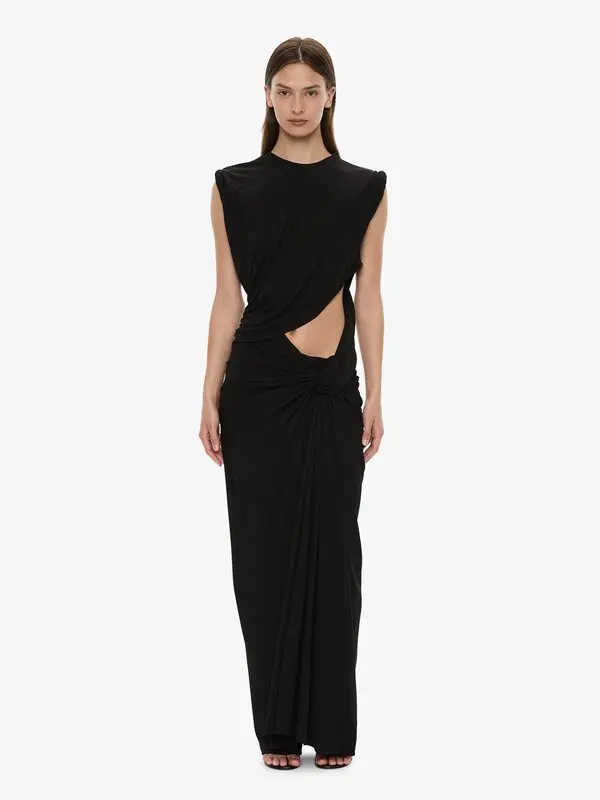 Christopher Esber Twisted Lever Rolled Up Tee Dress - Black