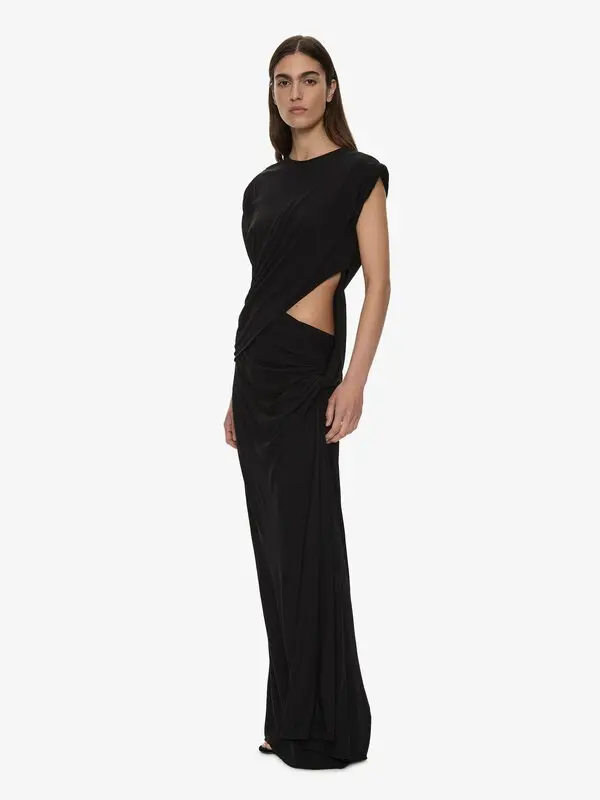 Christopher Esber Twisted Lever Rolled Up Tee Dress - Black