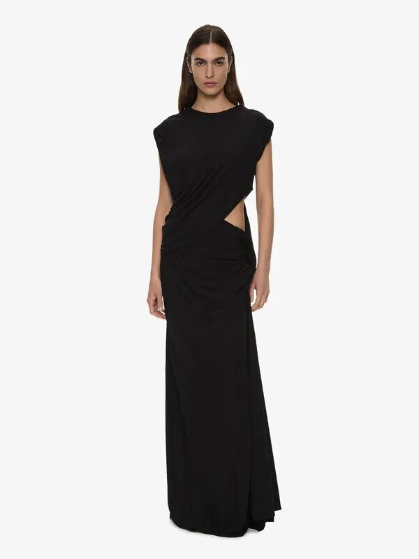 Christopher Esber Twisted Lever Rolled Up Tee Dress - Black