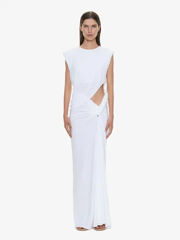 Christopher Esber Twisted Lever Rolled Up Tee Dress - White