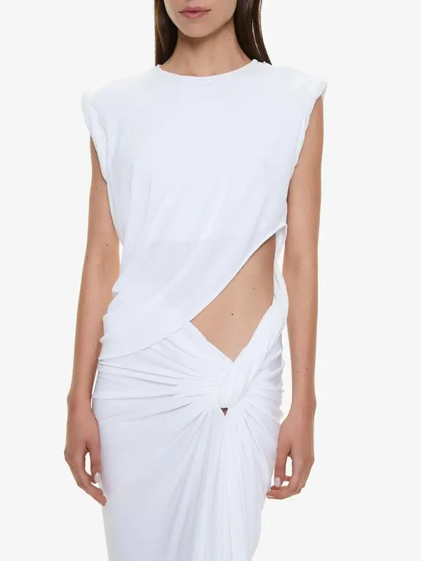 Christopher Esber Twisted Lever Rolled Up Tee Dress - White