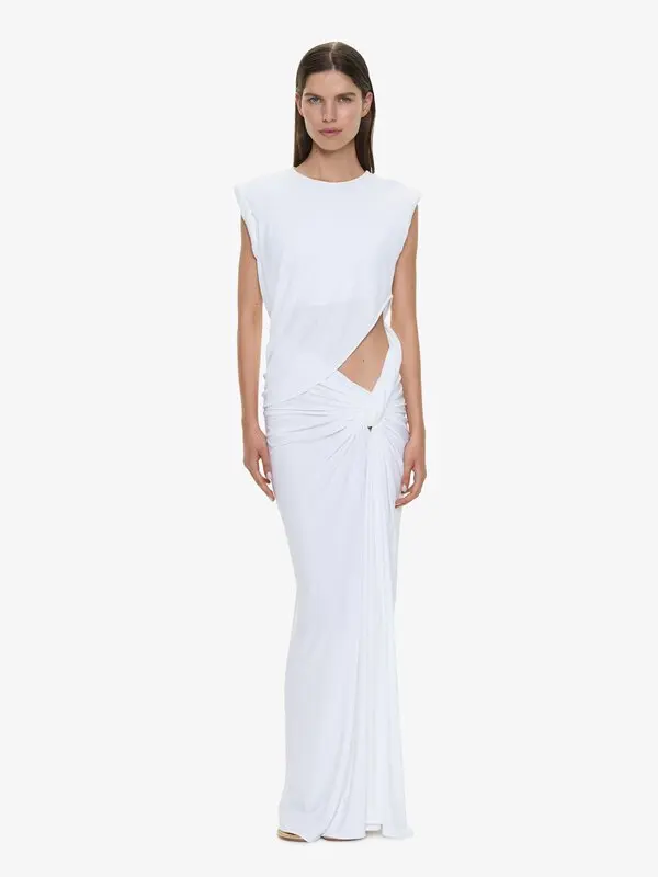 Christopher Esber Twisted Lever Rolled Up Tee Dress - White