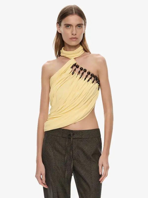 Christopher Esber Tortoise Droplet Halter Top - Butter