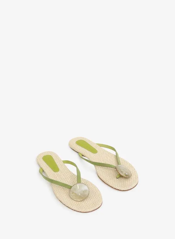 Christopher Esber Aura Quartz Raffia Flip Flop - Dypsis Green Natural
