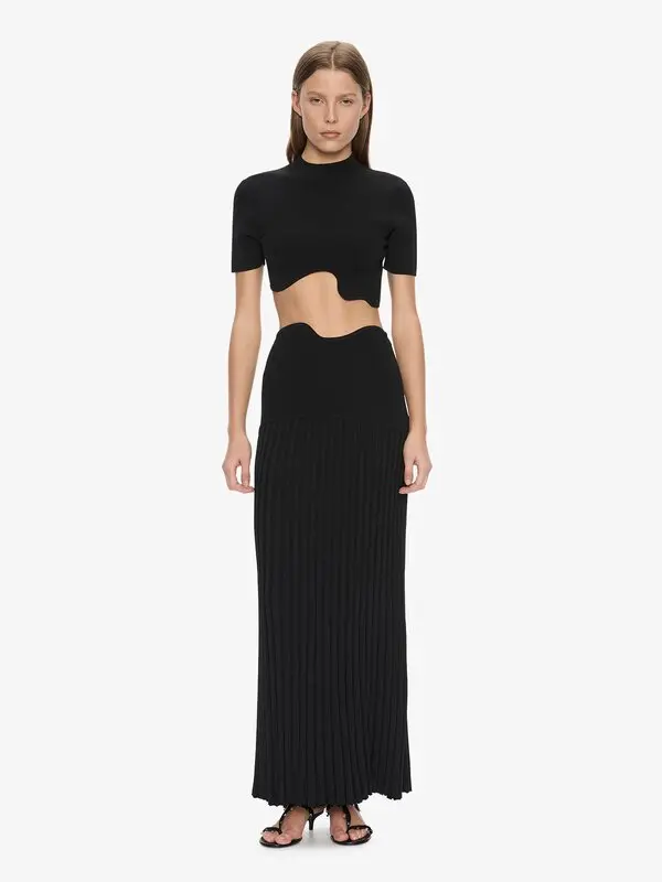 Christopher Esber Maparadita Pleated Full Length Column Skirt - Black