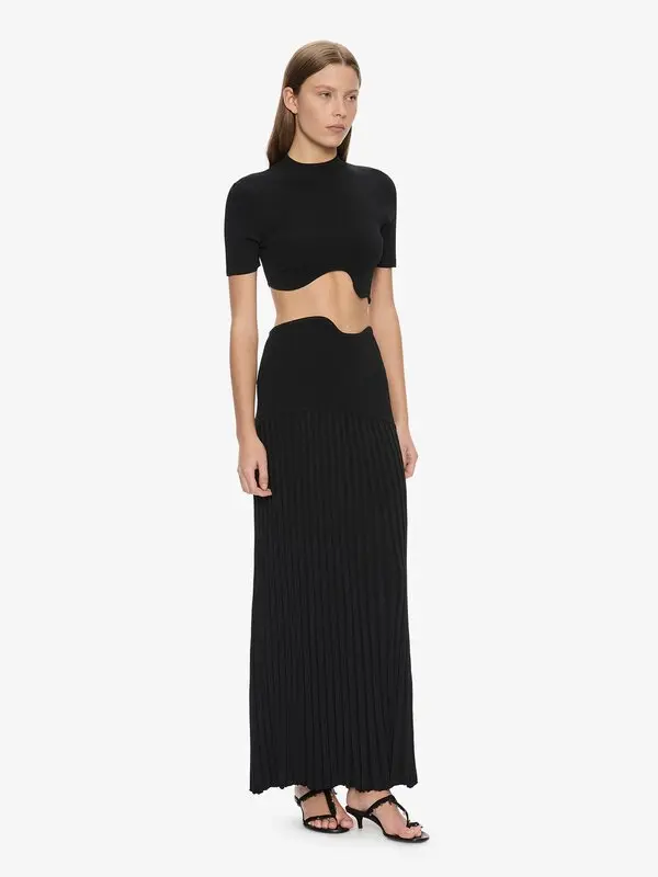 Christopher Esber Maparadita Pleated Full Length Column Skirt - Black