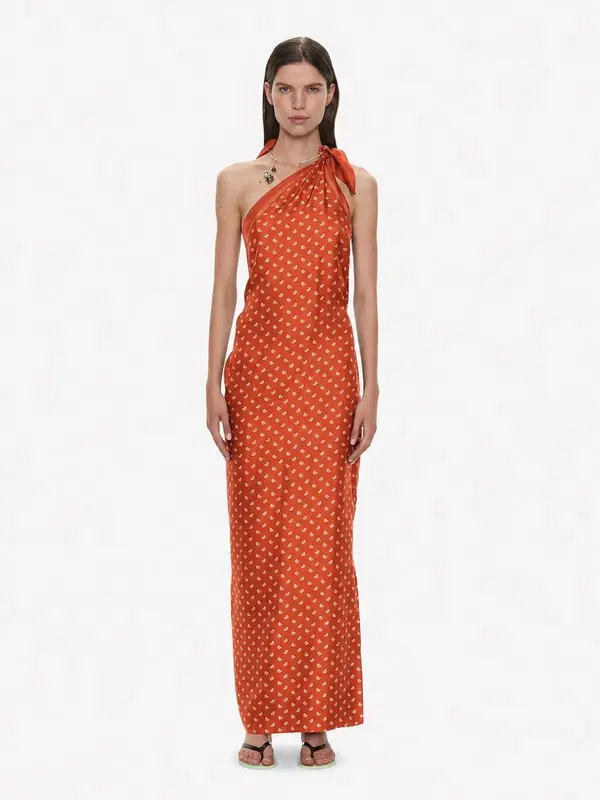 Christopher Esber Bandana Scarf Tie Dress - Carnelian
