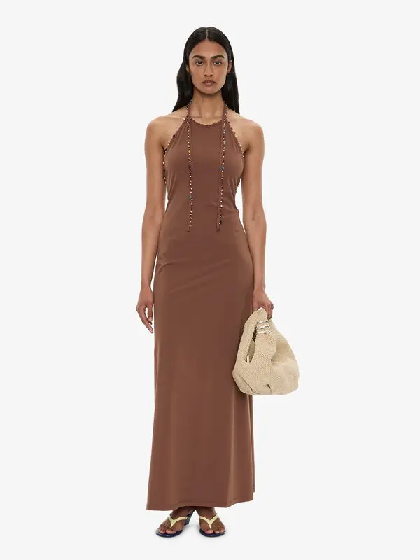 Christopher Esber Quartz Halter Maxi Dress - Husk Brown
