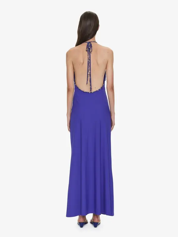 Christopher Esber Beach Quartz Halter Lycra Maxi Dress
